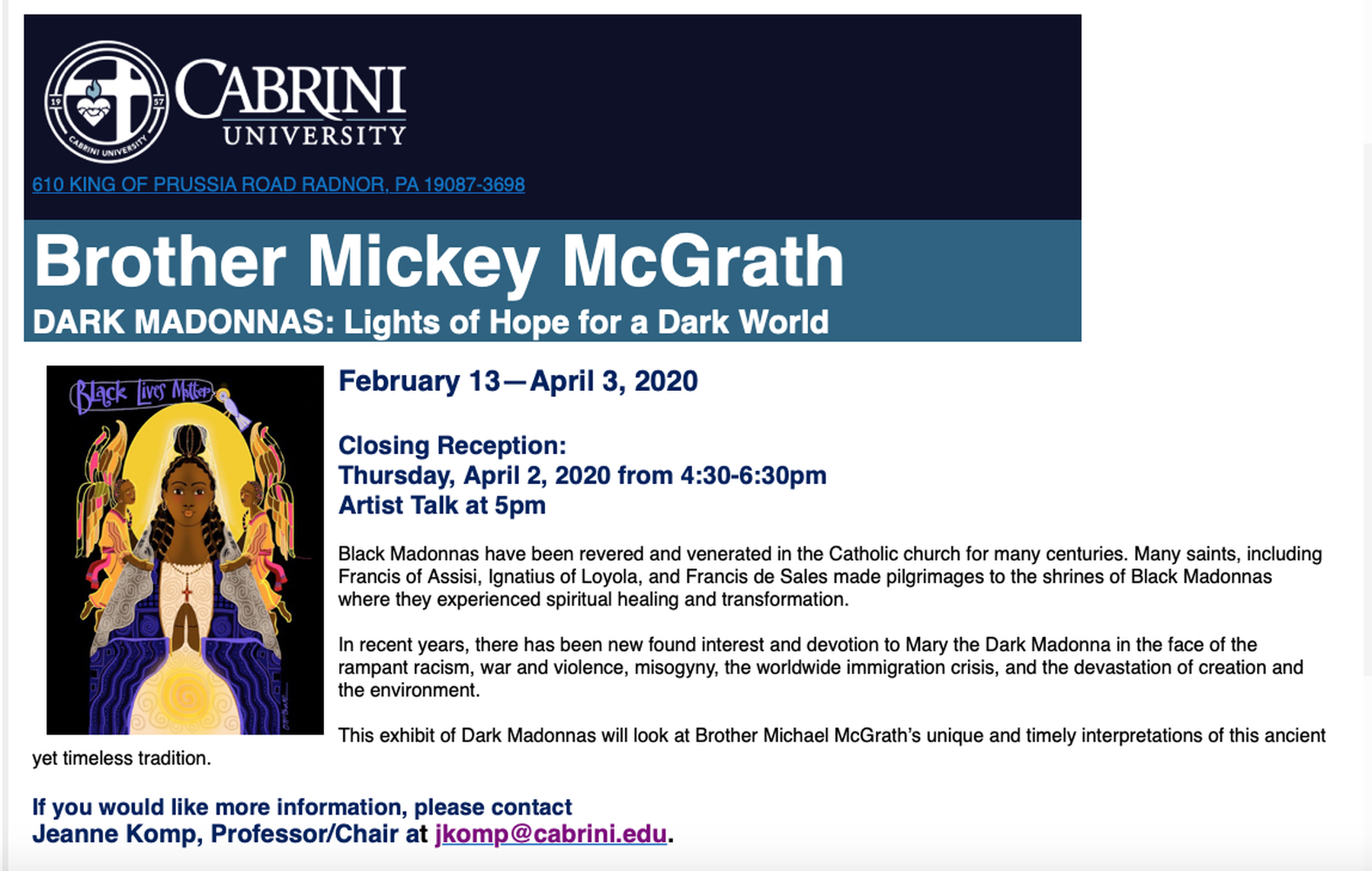Cabrini Exhibit - Bro. Mickey McGrath
